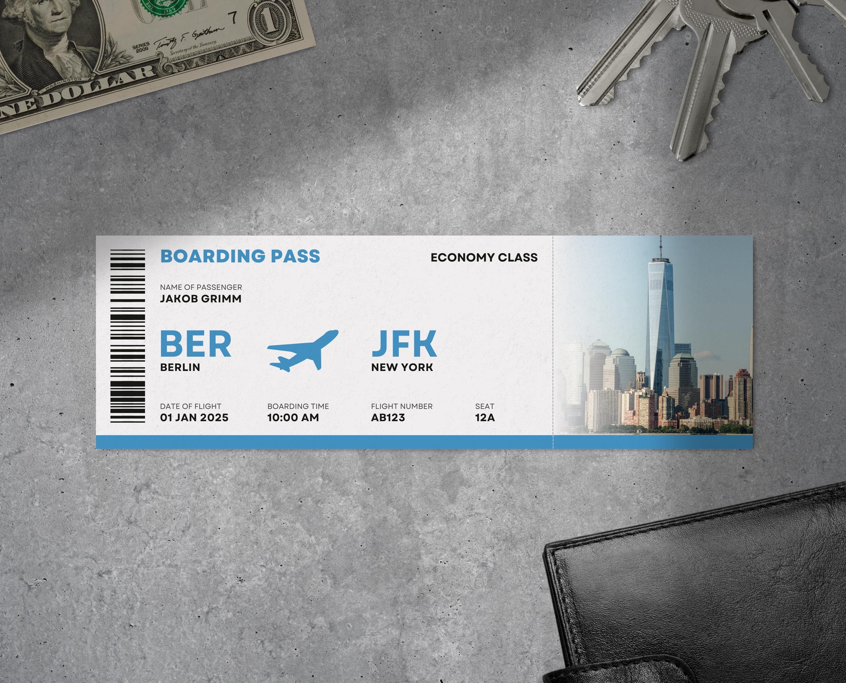 Editable Fake Flight Ticket Template: Surprise Gift (canva Template) - Etsy
