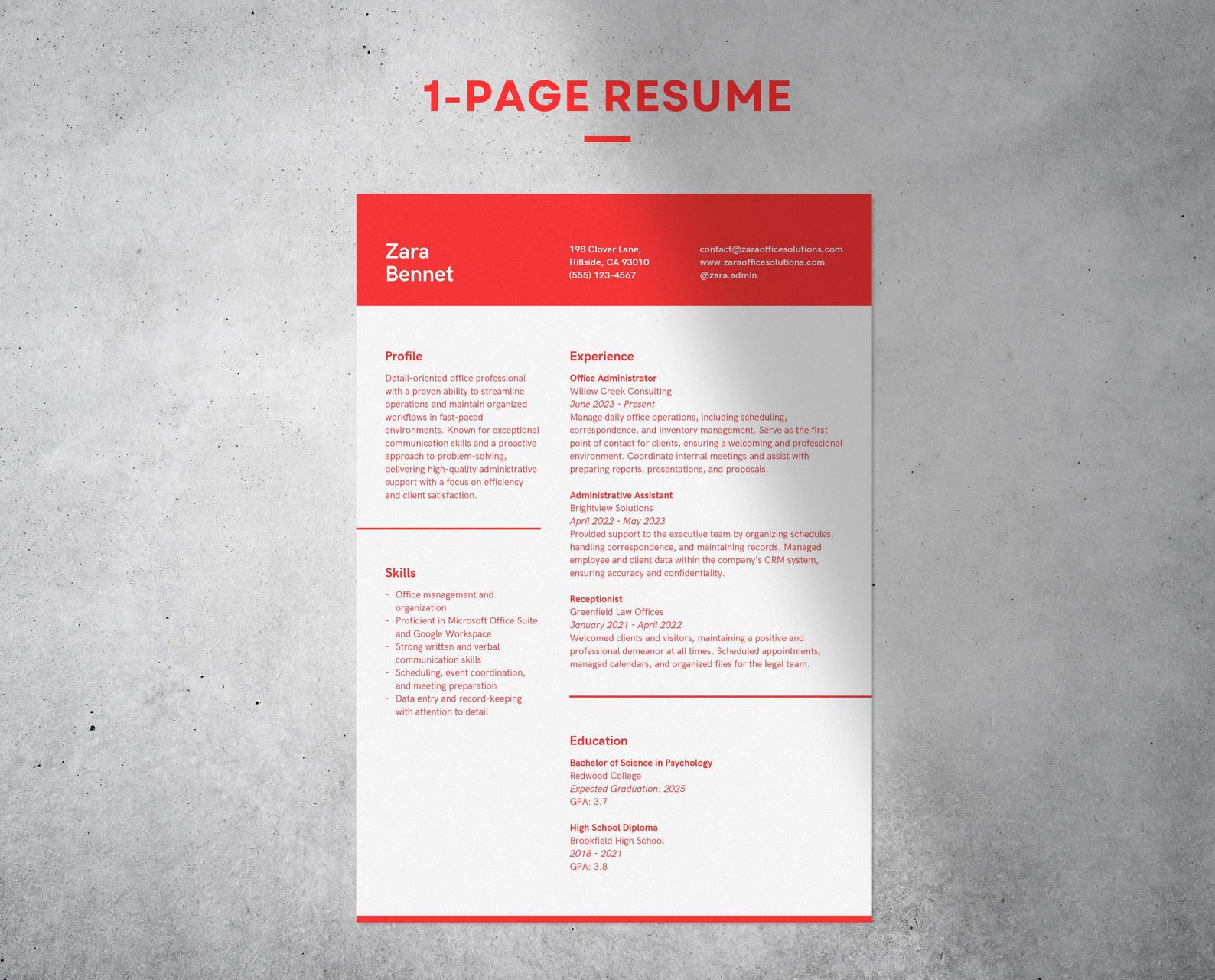 Modern Red Resume Template: Editable CV & Cover Letter (canva Template ...