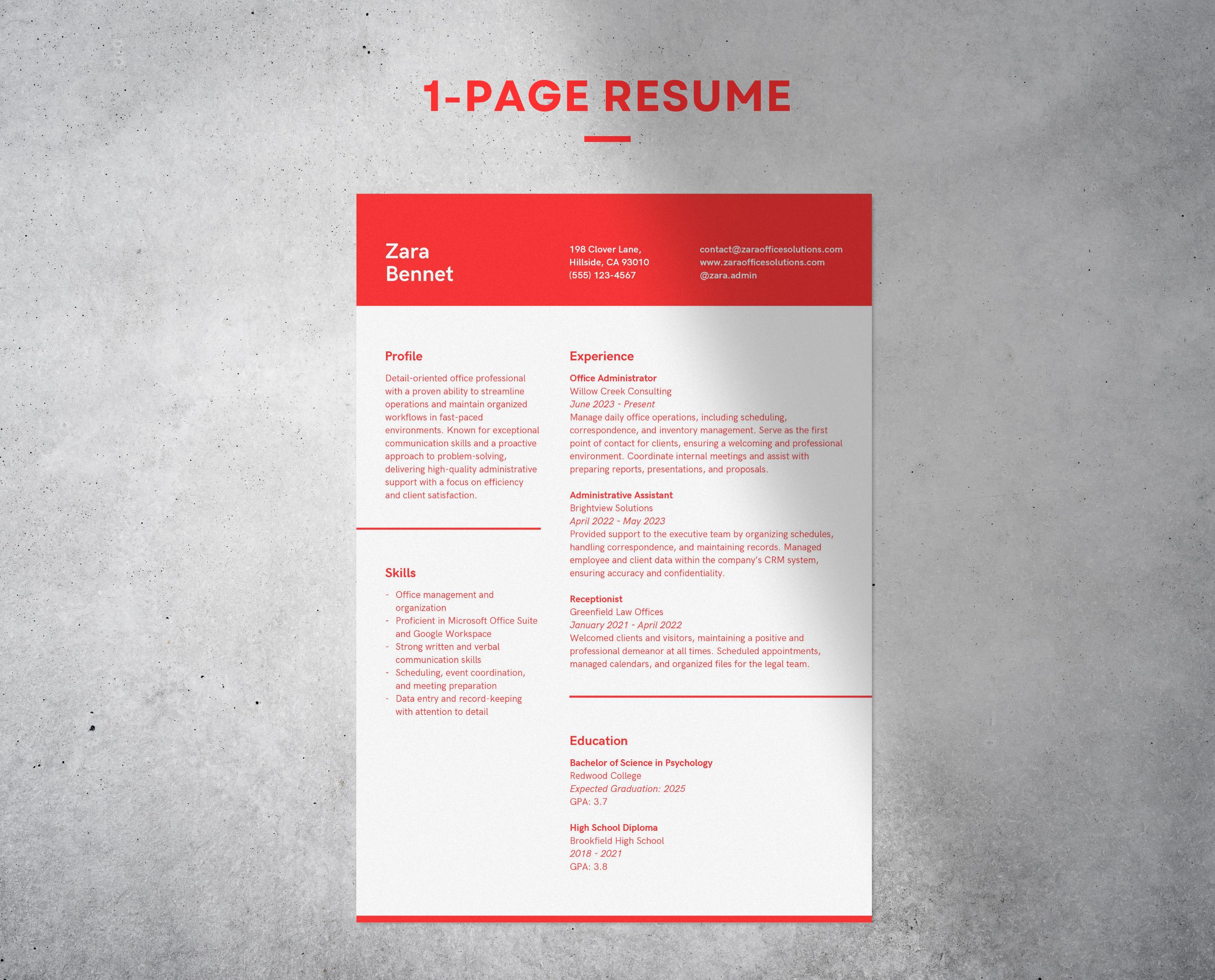 Modern Red Resume Template: Editable CV & Cover Letter (canva Template ...