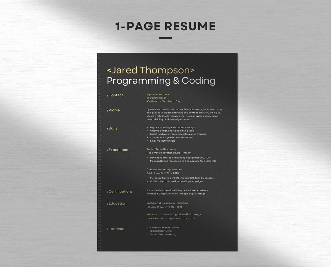 Modern Resume Template: Coding, Programmer, Developer CV (canva ...