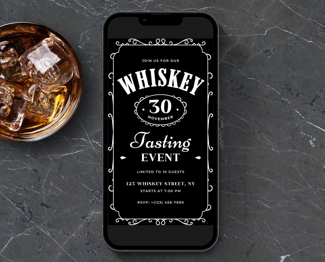 Editable Whiskey Tasting Event Invitation Template • 16:9 Digital ...