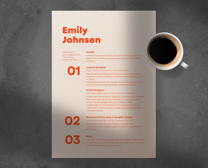 UI/UX Designer Resume Template for Canva • 1-page + 2-page Resume + Cover Letter • US Letter ...