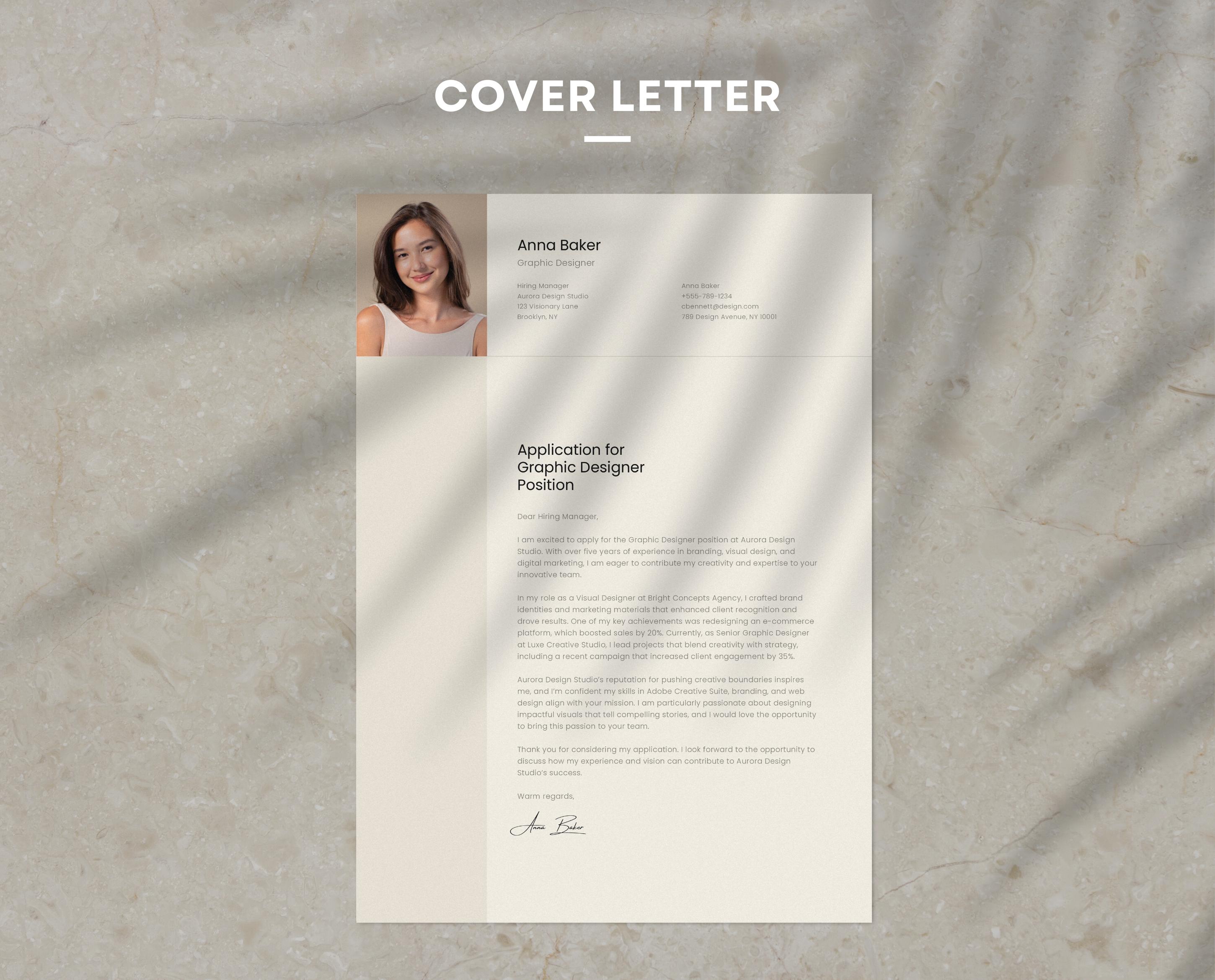 Modern Beige Resume Template: Photo CV + Cover Letter (canva Template ...