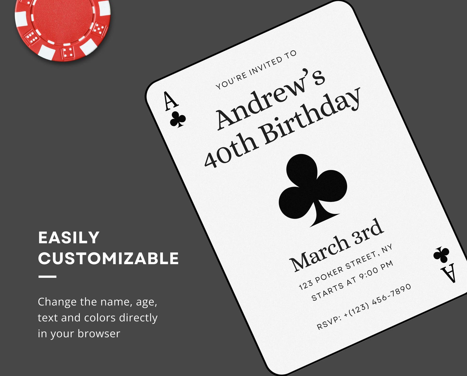 Customizable Ace Card Birthday Card Template: Black Cross Design ...