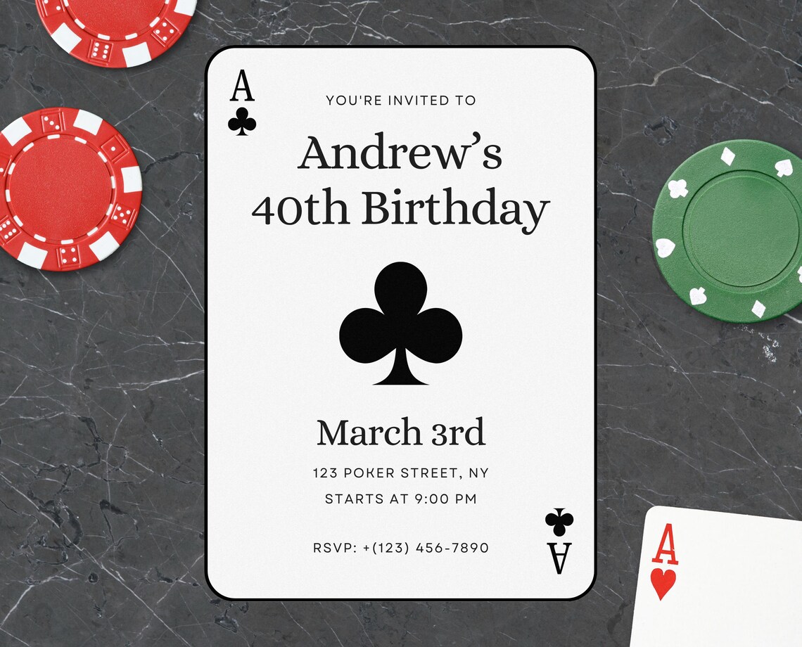 Customizable Ace Card Birthday Card Template: Black Cross Design ...
