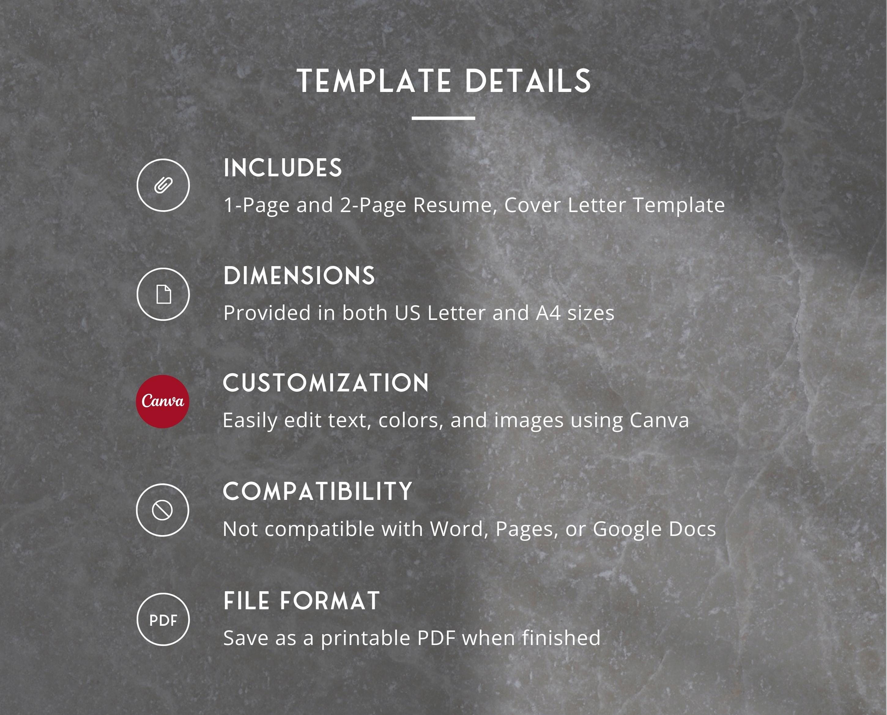 Resume Template Architect for Canva 1-page CV 2-page CV Cover Letter US ...