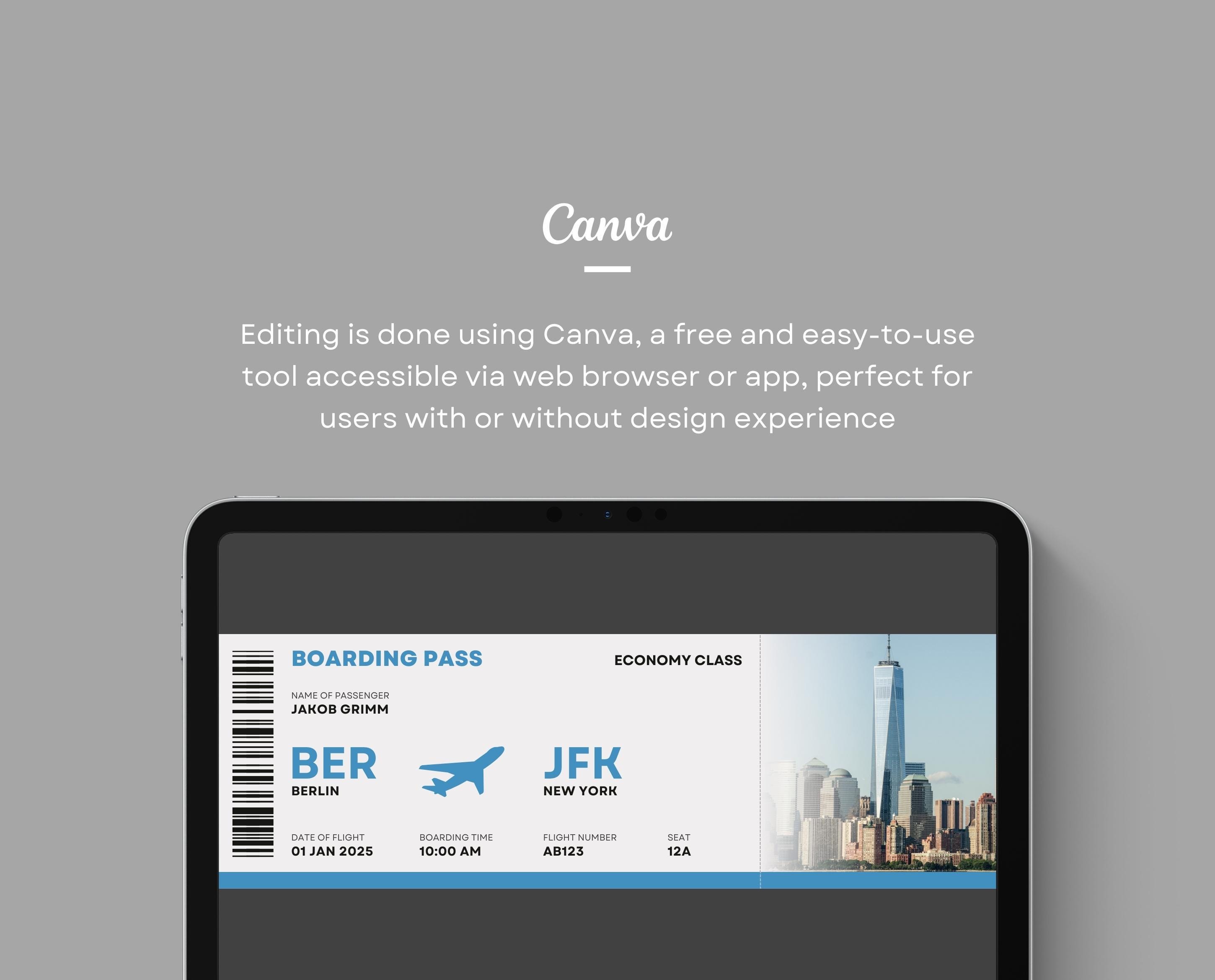 Editable Fake Flight Ticket Template: Surprise Gift (canva Template) - Etsy