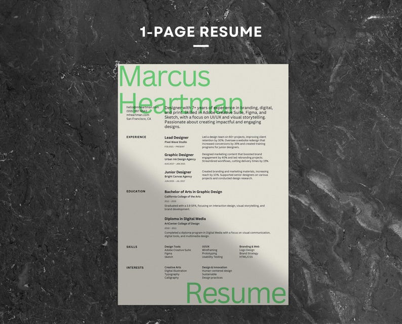 Creative Resume Template for Canva: Modern CV + Cover Letter (US Letter ...