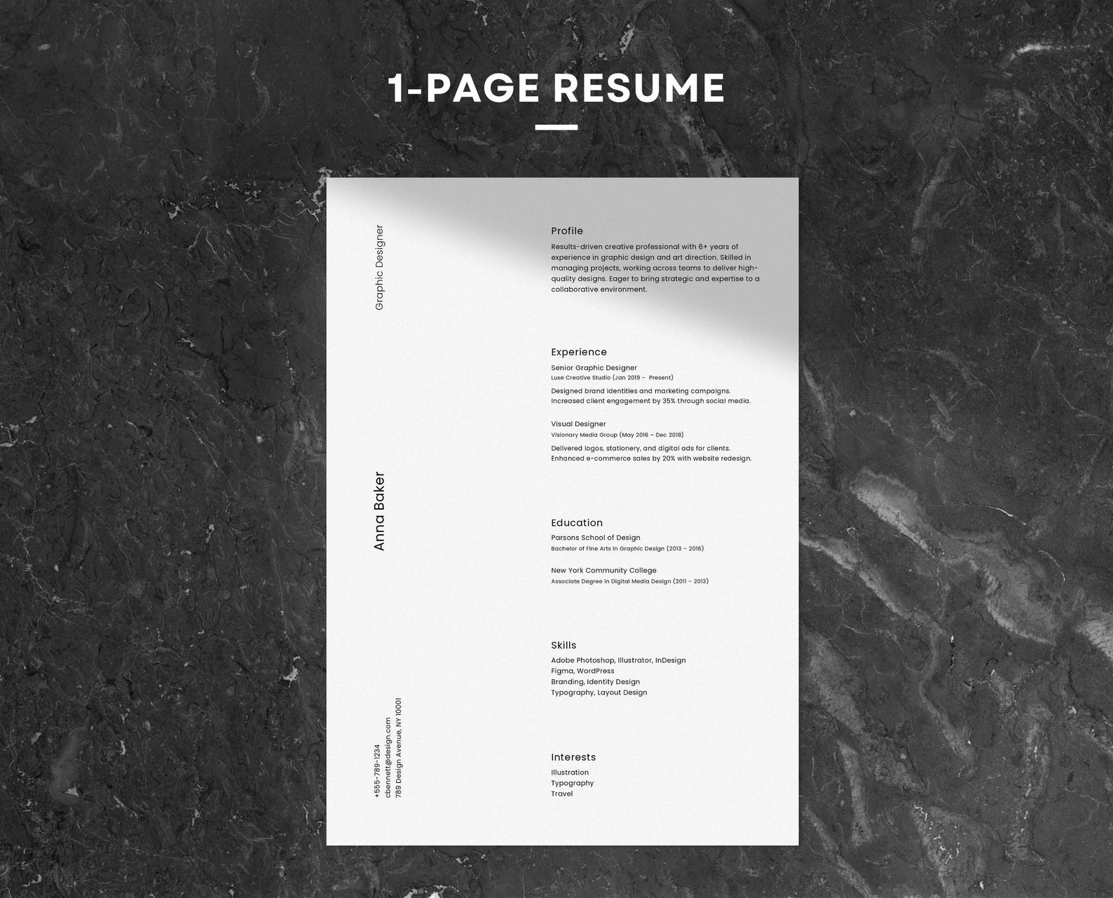 Modern Minimalist Resume Template Without Photo • 1-page + 2-page CV ...