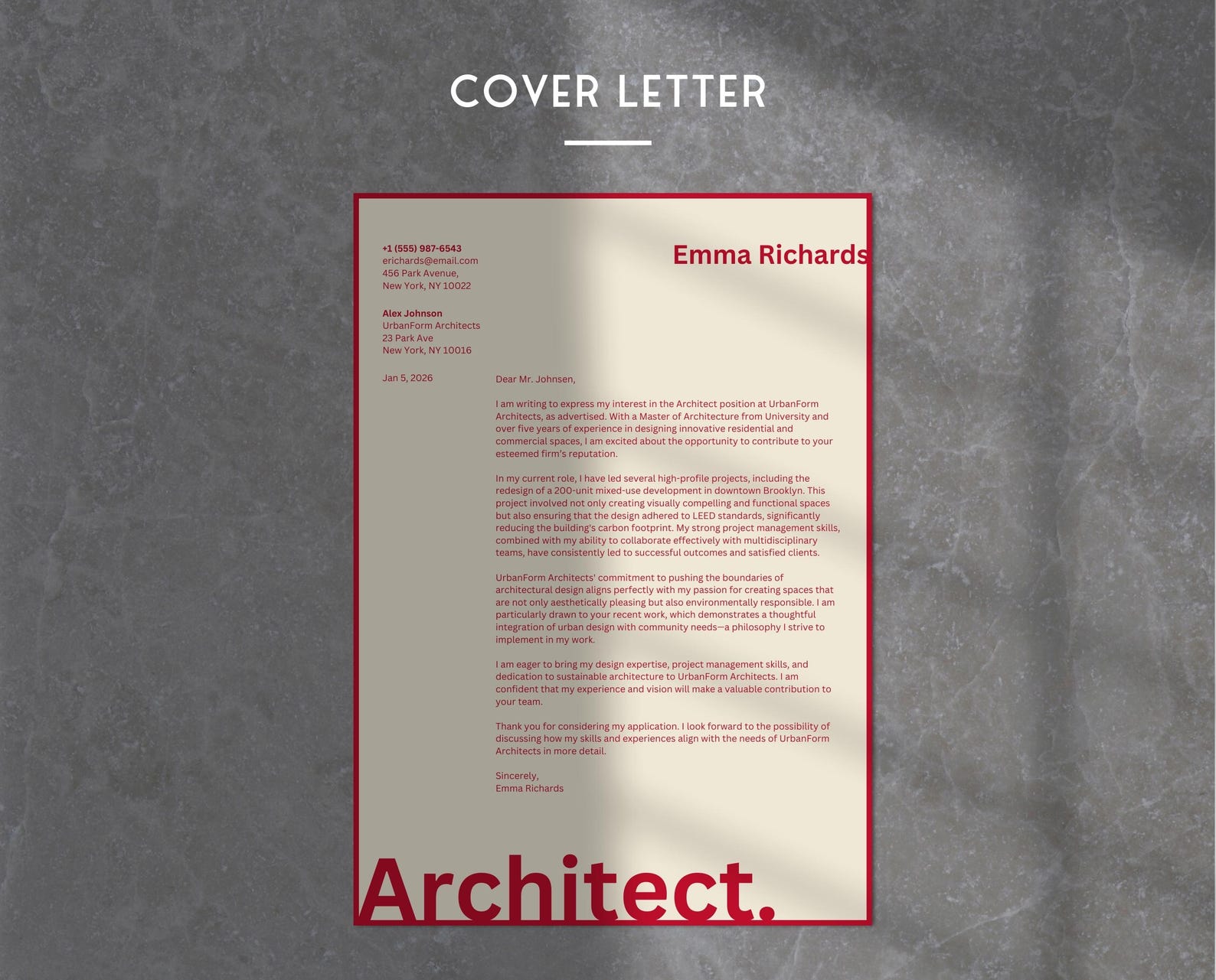 Resume Template Architect for Canva • 1-page CV • 2-page CV • Cover ...