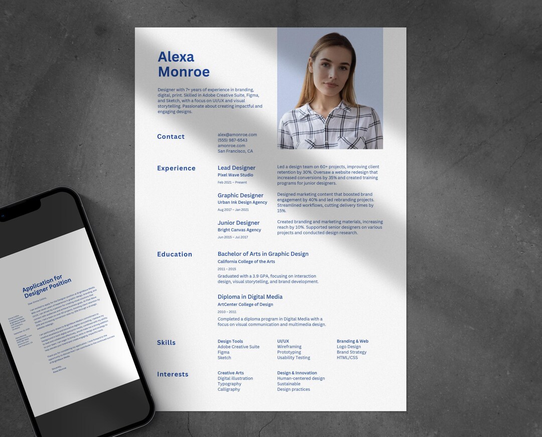 Modern Resume Template With Photo • Editable in Browser (canva Template ...