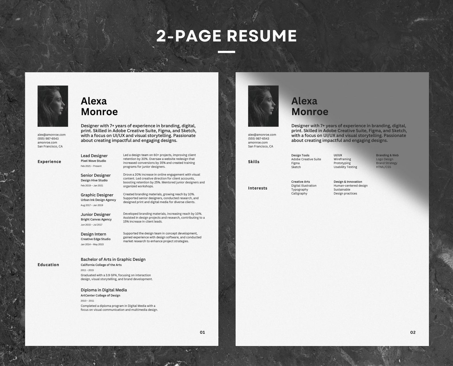 Clean & Modern Resume Template • Editable in Browser • 1-page CV + 2 ...