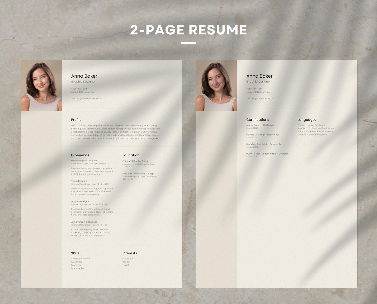 Modern Beige Resume Template: Photo CV + Cover Letter (canva Template ...