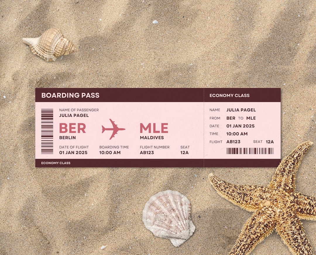 Customizable Fake Flight Ticket Template: Surprise Gift (canva Template ...