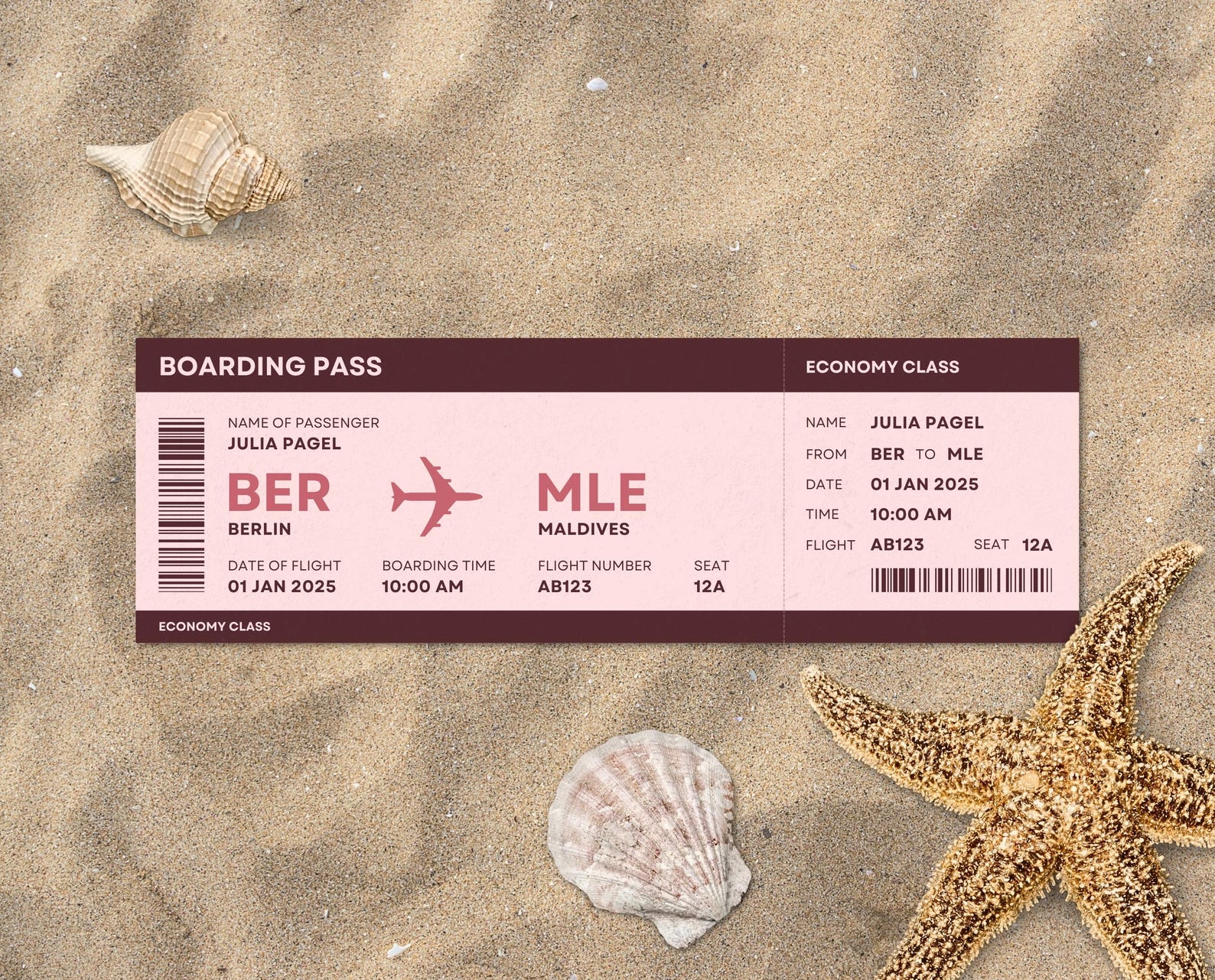 Customizable Flight Ticket Template • Fake Ticket for Gifting • Easy ...