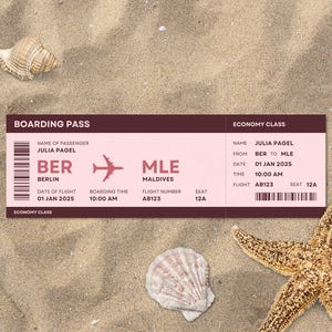 Customizable Flight Ticket Template • Fake Ticket for Gifting • Easy ...