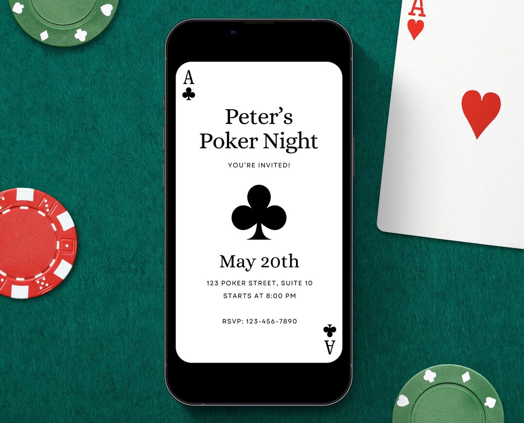 Editable Poker Night Playing Card Invitation Template • 16:9 Format ...