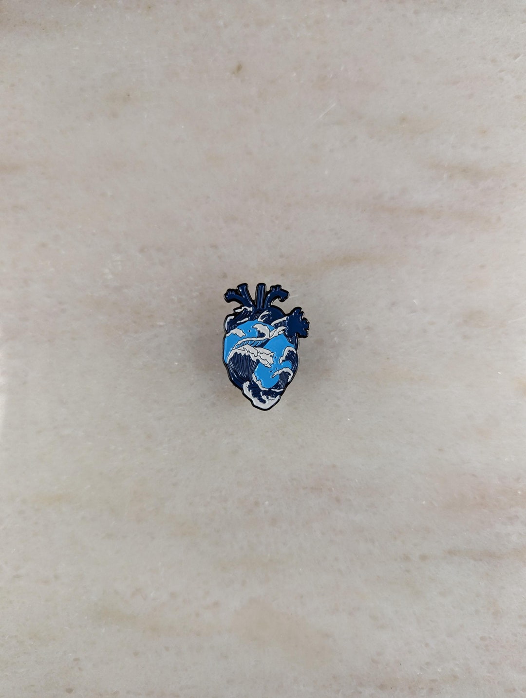Heart Wave Enamel Pin ~ Cute Ocean Heart Lapel Pin ~ Beach Lover Gift ...