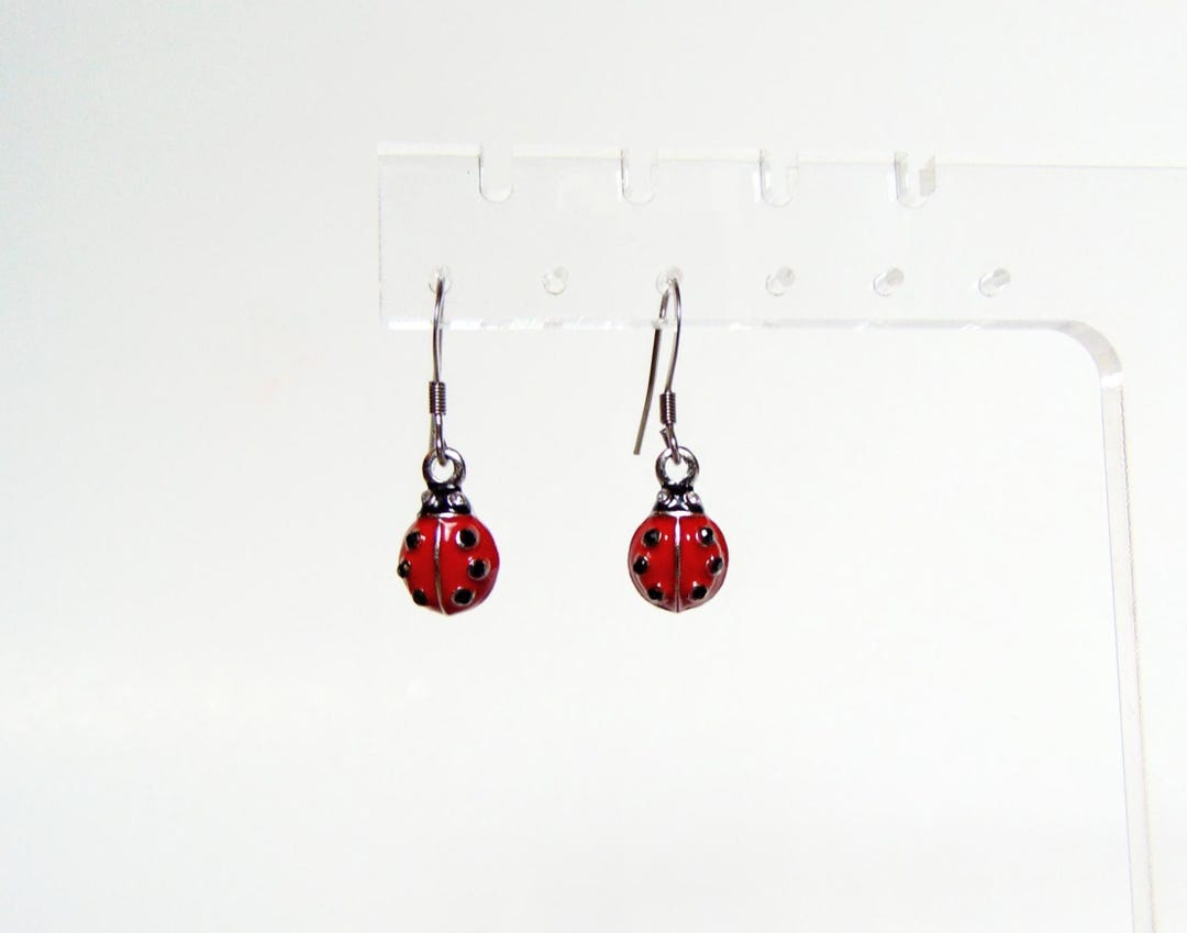 Ladybug Dangle Earrings: Cottagecore Bug Jewelry, Nature-inspired - Etsy
