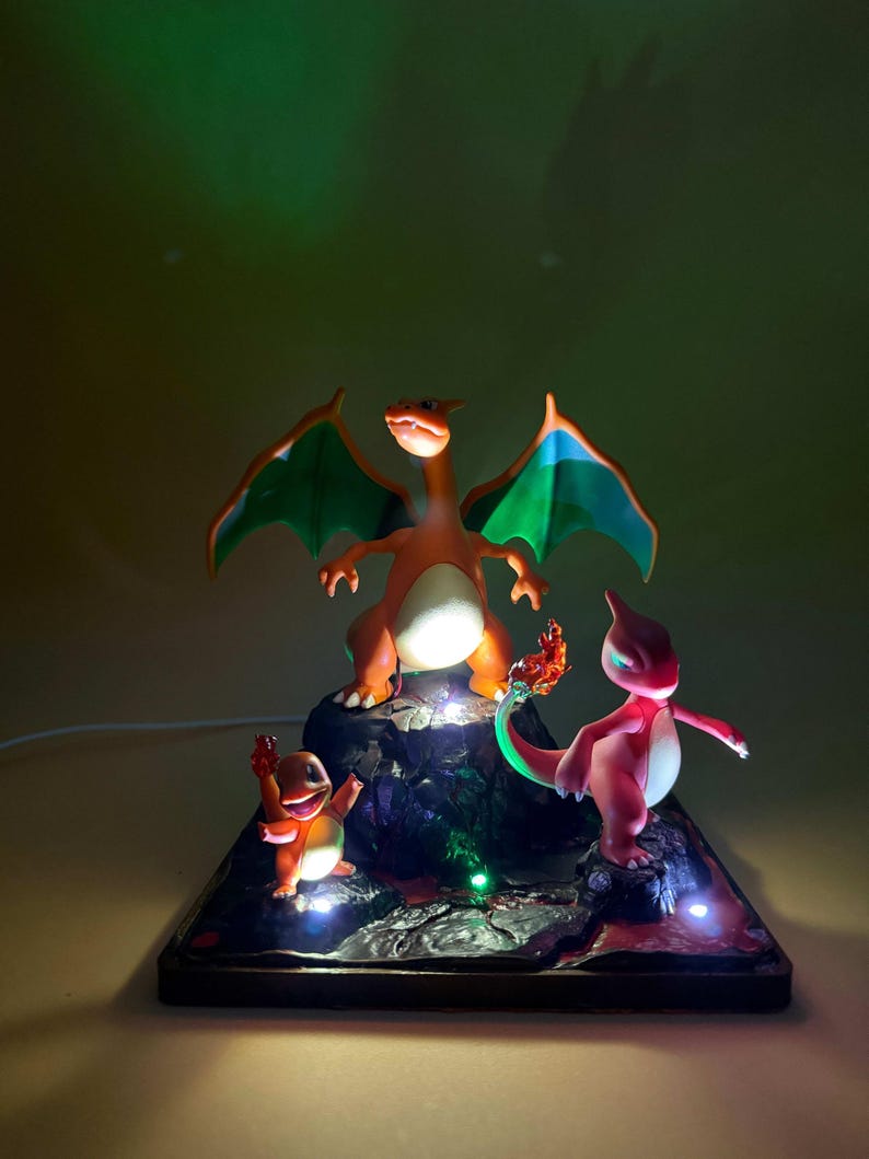 6" Charizard Charmeleon Charmander Square Pokemon Desk Lamp Light - Etsy