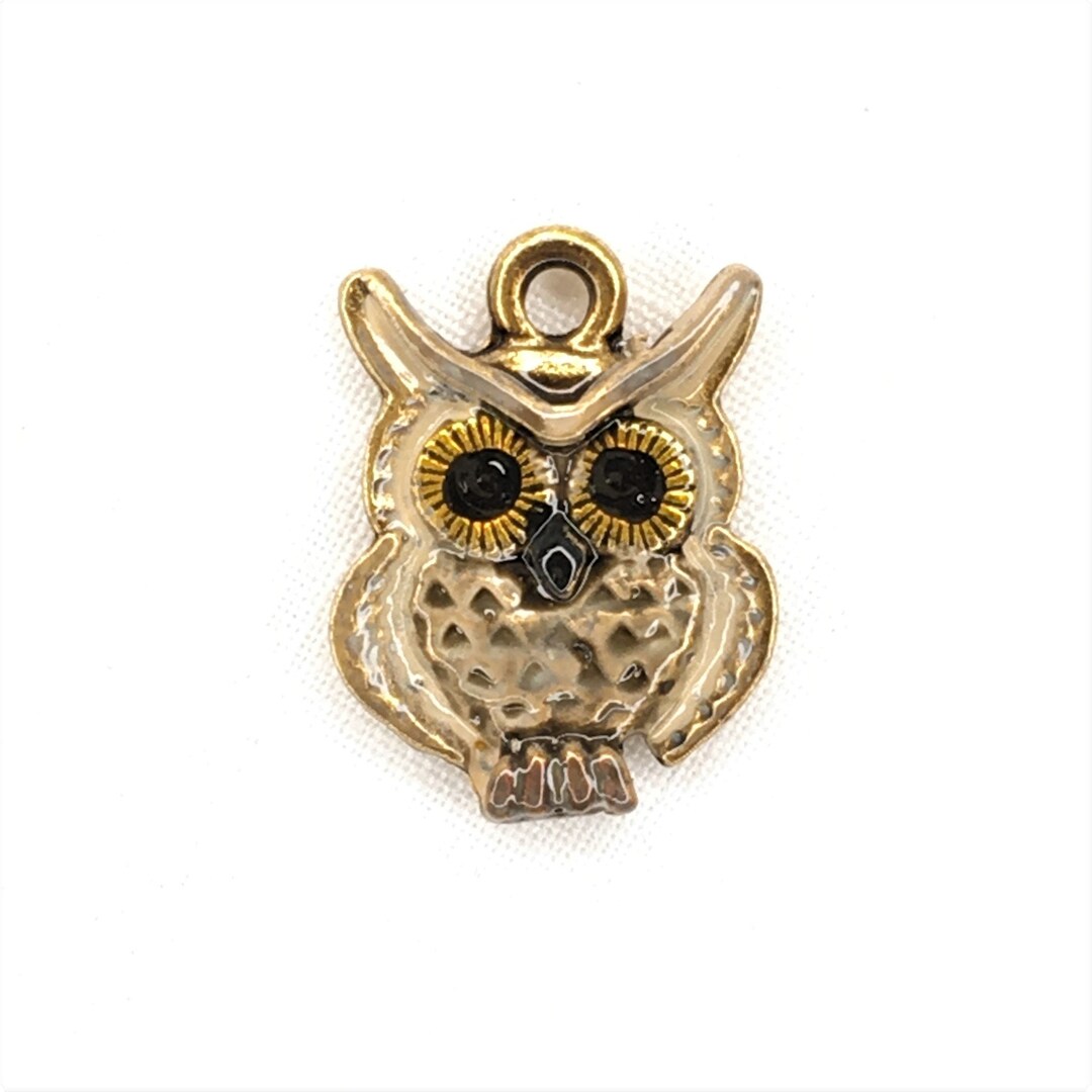 Cast Metal Owl Charm-hand Painted-c 1579 - Etsy