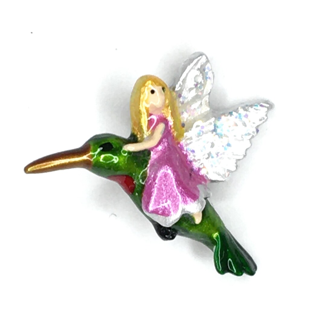 Fairy Riding the Hummingbird - Button Embellishment - BE-554 - Etsy