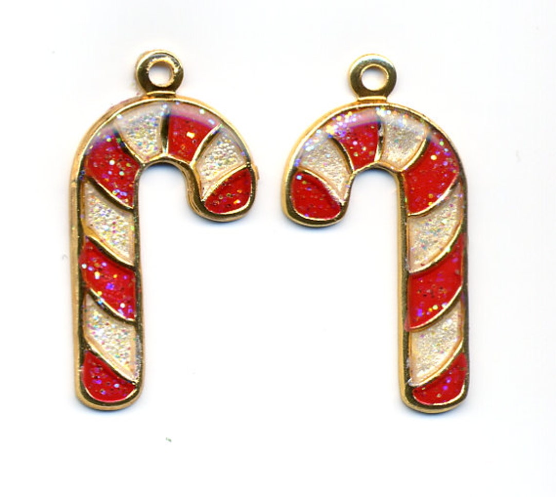 2 Pcs. of Candy Cane Charm - Hand Painted - for Quilting, Crafters ...