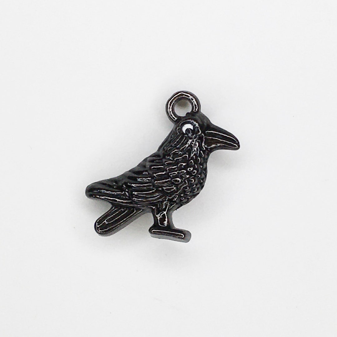 Black Crow-metal Charm-hand Painted 1475 - Etsy