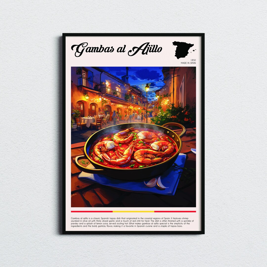 Garlic Prawns Food Print | Gambas Al Ajillo Food Wall Art | Spanish ...
