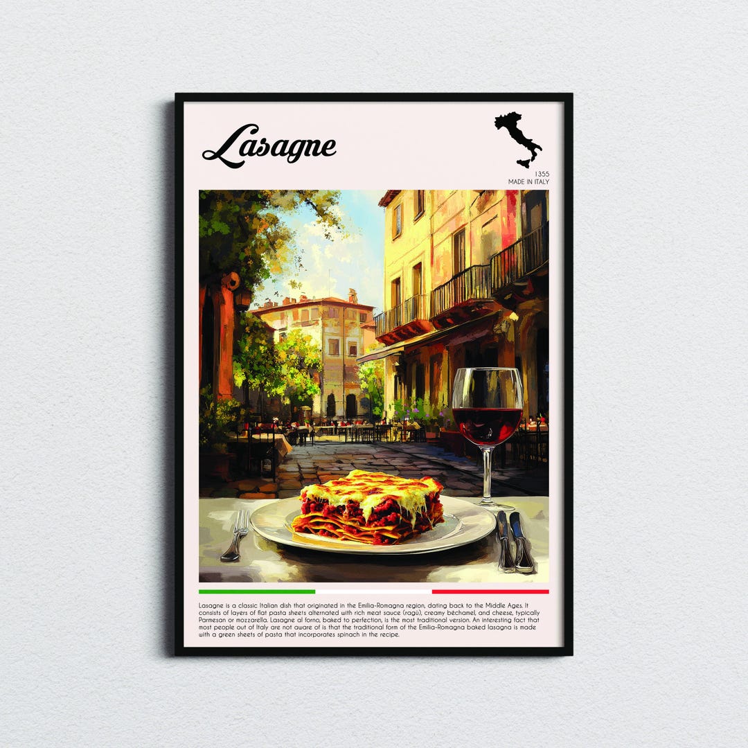 Lasagna Food Print | Lasagne Wall Art | Italian Food Travel Poster ...