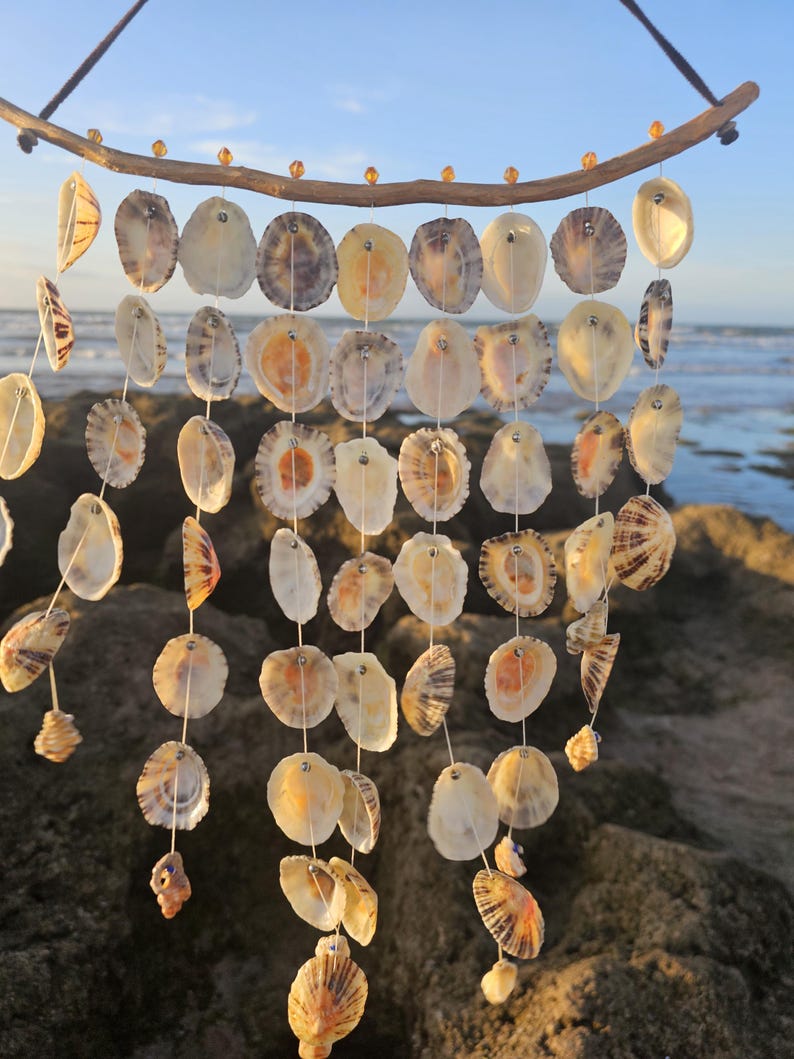 Seashell Wind Chime, Coastal Wall Hanging, Nautical Home Decor, Shell ...
