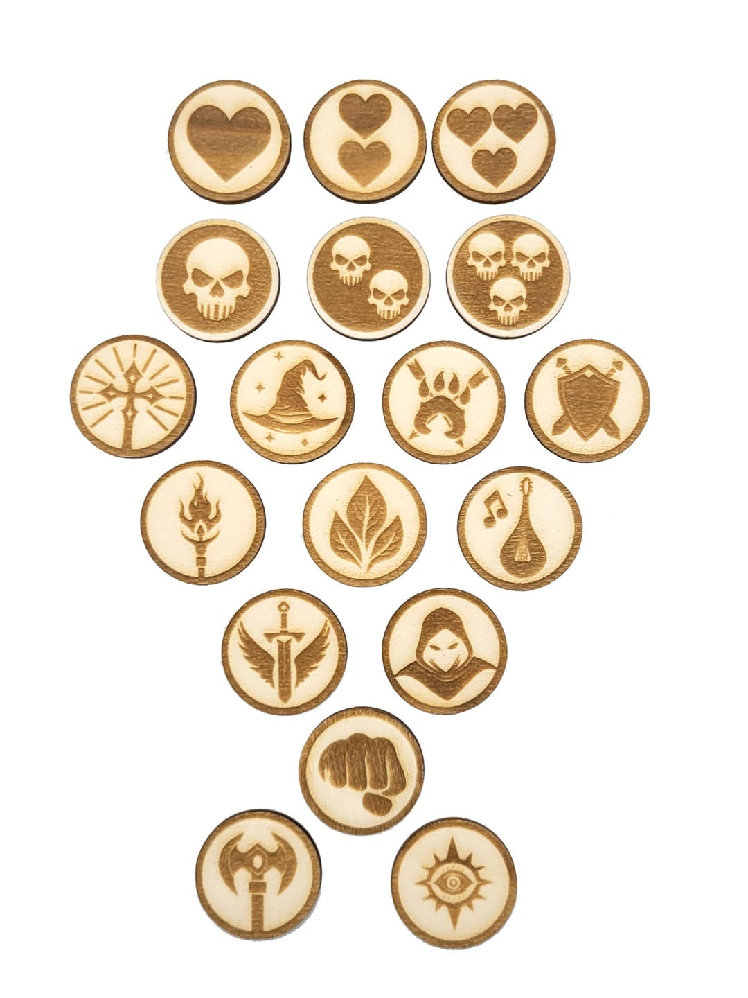 Laser Engraved Dnd Hero Tokens Made of Wood 18 Battlemap Markers for ...