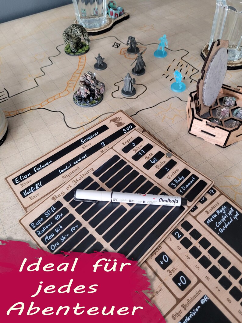 Printable Adventure Wooden Character Sheets Set – 2 Wipe-clean ...