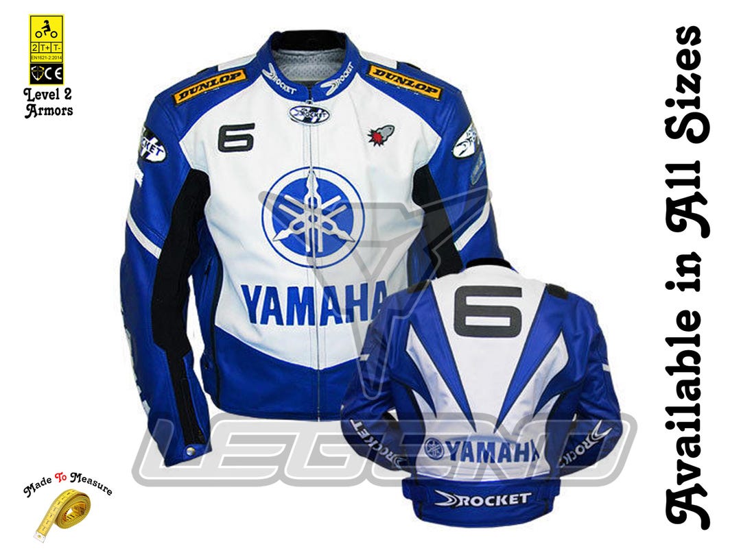 Custom Yamaha Racing Leather Jacket Genuine Cowhide CE Armor Moto Biker ...