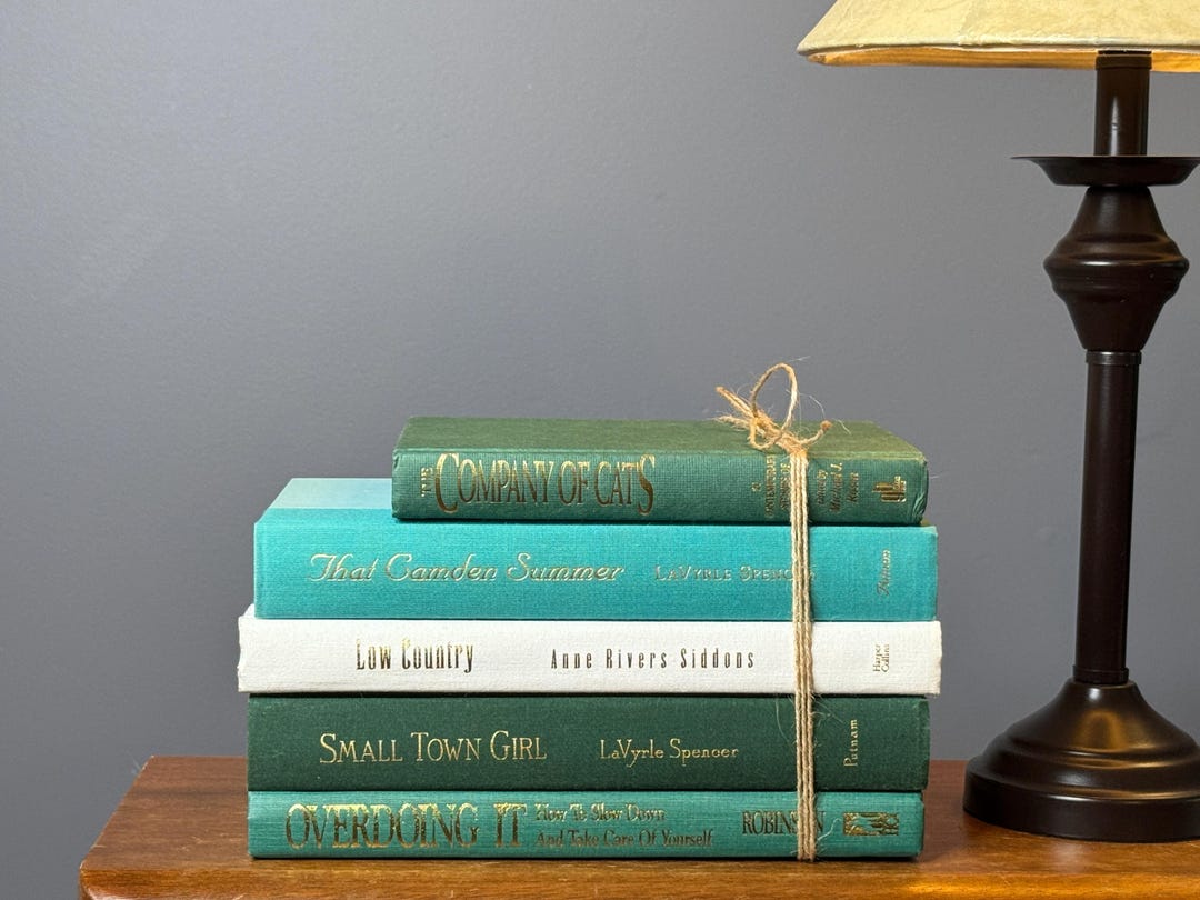 Vintage Green Book Stack - Etsy