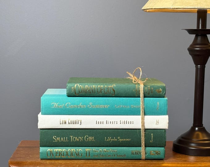 Vintage Green Book Stack - Etsy