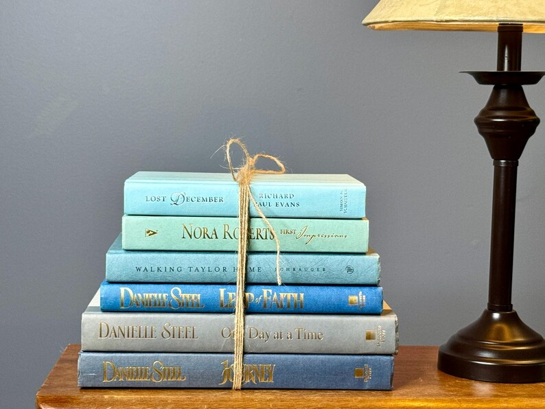 Vintage Soft Blue Book Stack - Etsy