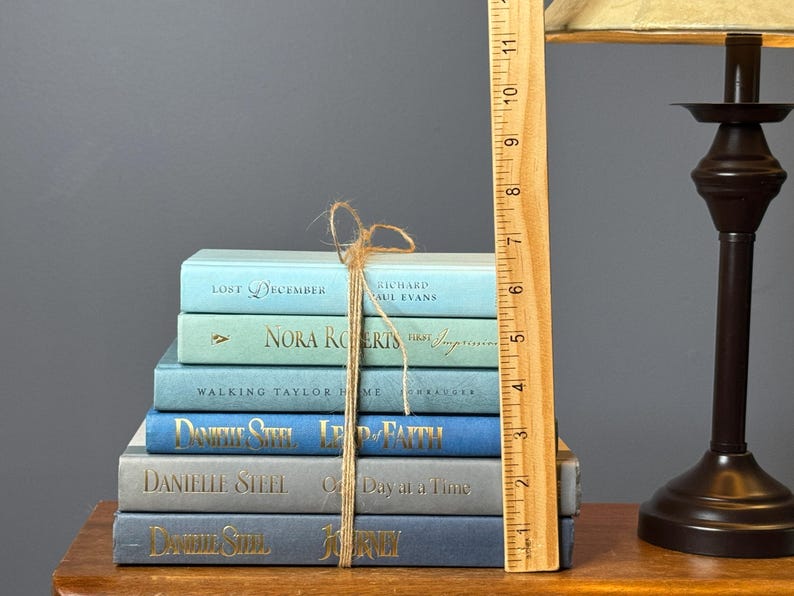 Vintage Soft Blue Book Stack - Etsy