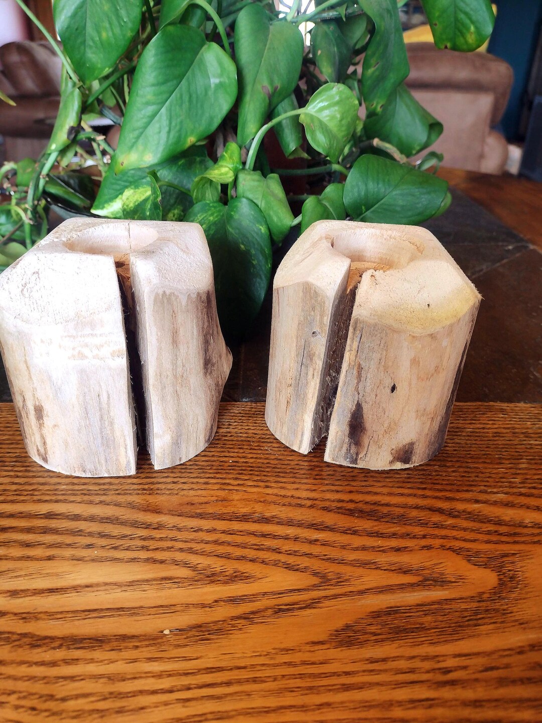 Rustic Log Tea Light Candle Holders - Veteran Made Natural Wood Decor ...