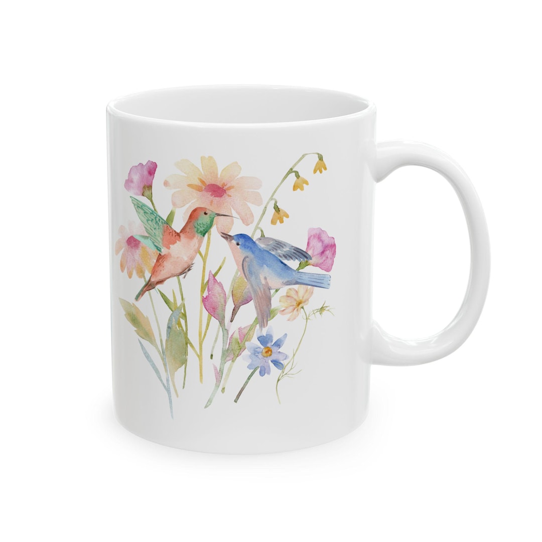 Floral Birds Ceramic Mug, Nature Lover Gift (11 Oz) - Etsy