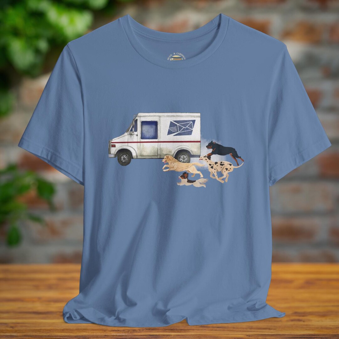 Dogs Chasing Mail Truck Tee // Mail Carrier T-shirt, Dog Lover Postal ...