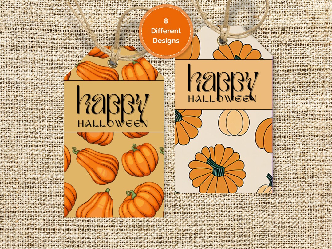 Halloween Pumpkin Gift Tags, Printable Goodie Bag Labels (PDF) - Etsy