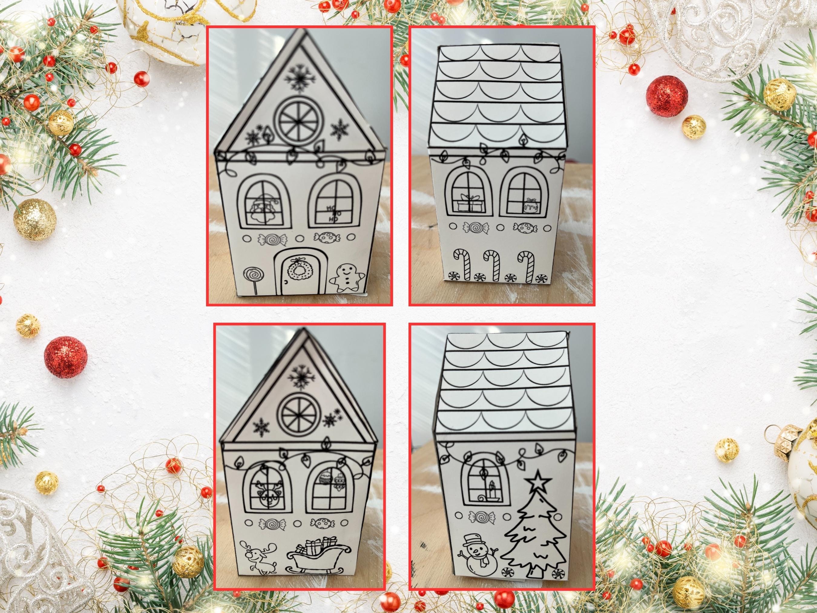 Gingerbread Paper House I – Printable Holiday Craft and Coloring ...