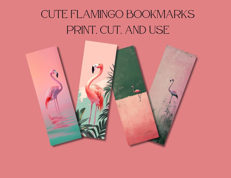 Printable Flamingo Bookmarks – Set of 4 Digital Downloads | Tropical ...