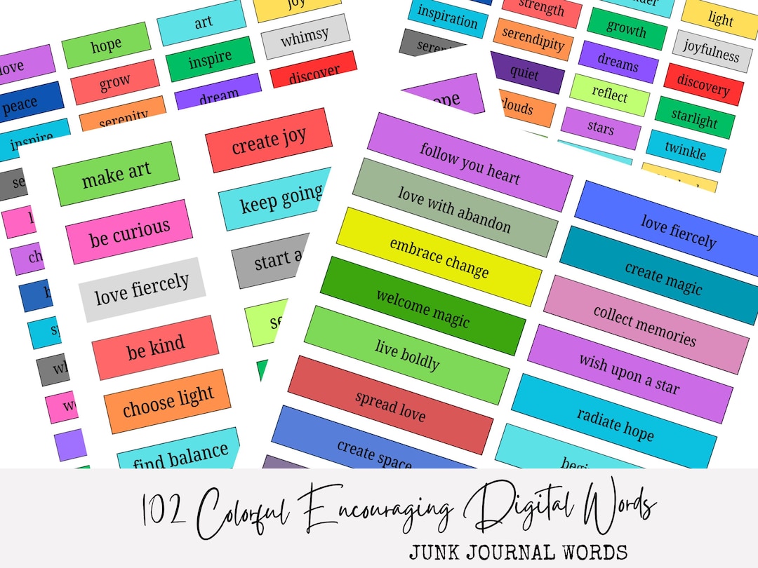 Bright Inspirational Word Cutouts | Printable Ephemera for Junk ...