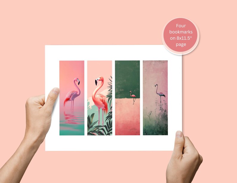 Printable Flamingo Bookmarks – Set of 4 Digital Downloads | Tropical ...