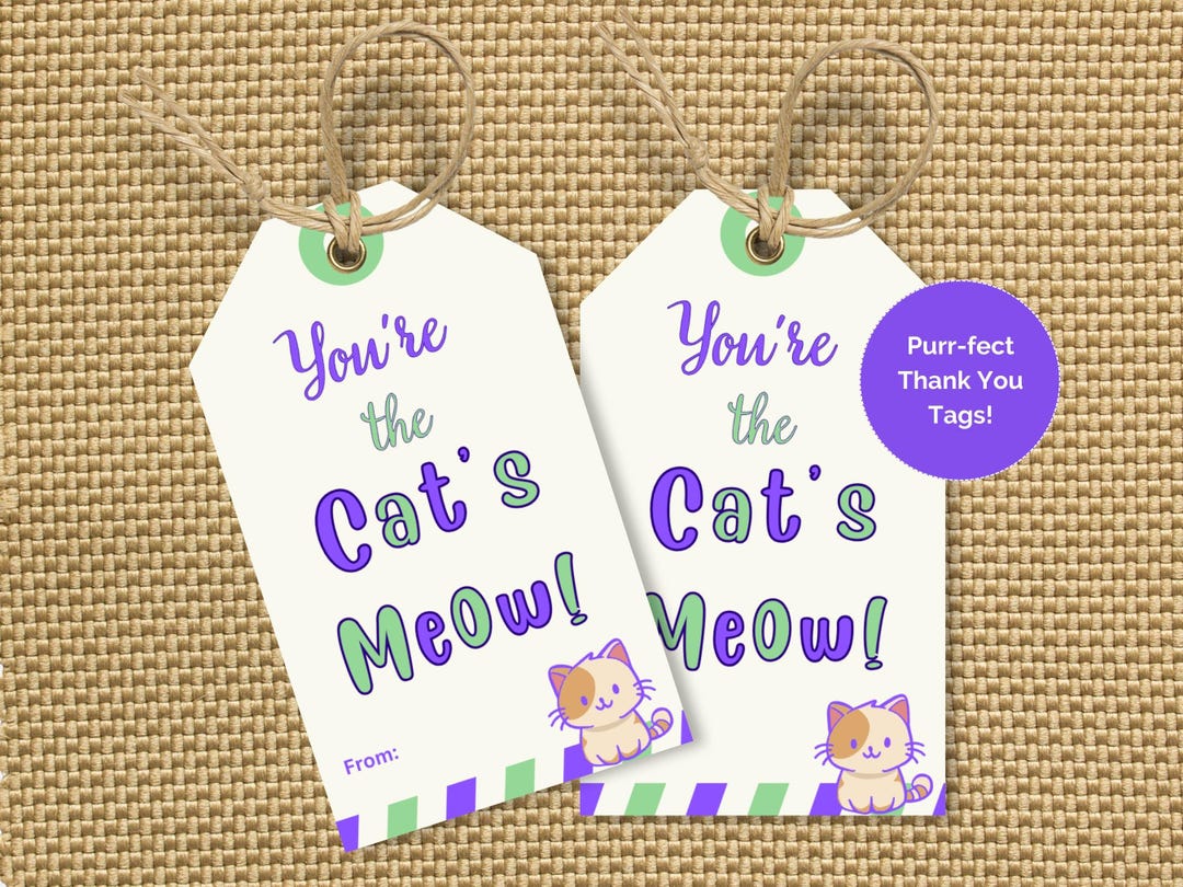 Cat Gift Tag Printable, Teacher Appreciation Gift, Nurse, Staff ...