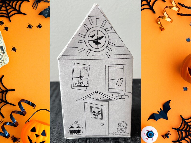 Halloween Haunted House Paper Craft: Kids Activity (PDF Pattern) - Etsy