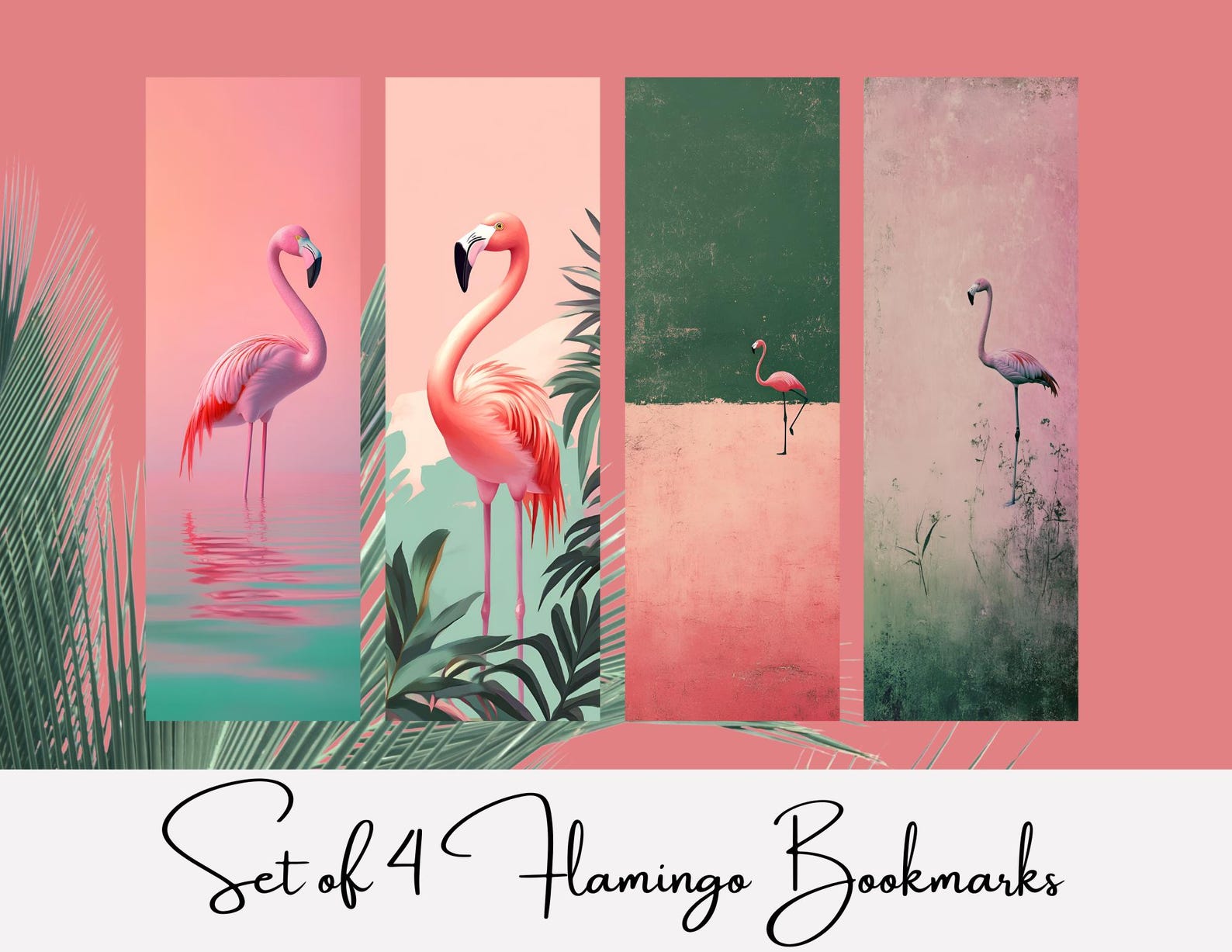 Printable Flamingo Bookmarks – Set of 4 Digital Downloads | Tropical ...