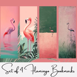 Printable Flamingo Bookmarks – Set of 4 Digital Downloads | Tropical ...